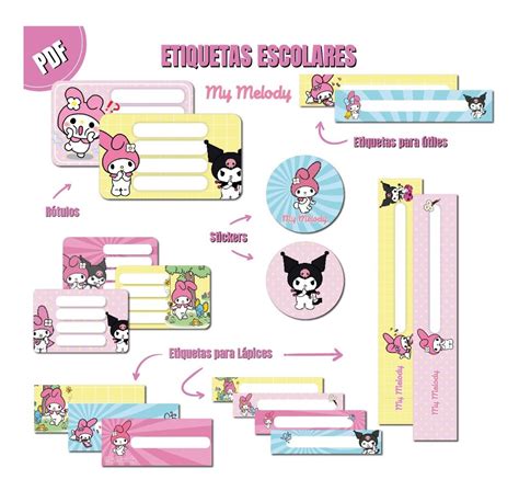 Etiquetas Escolares Imprimibles Kuromi Textos Editables Avisos En