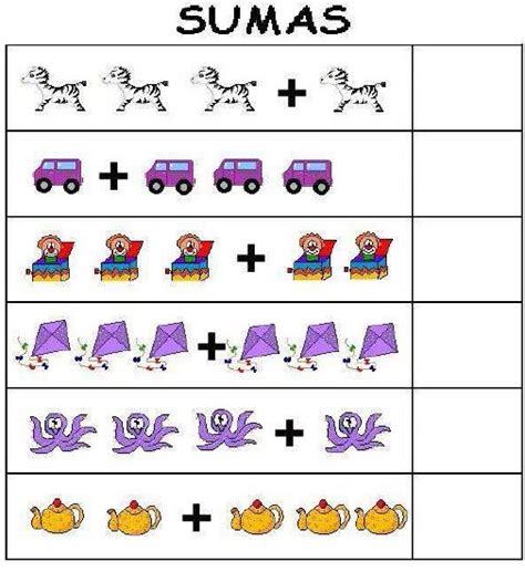 Sumas para preescolar y primer grado de primaria Educación Primaria