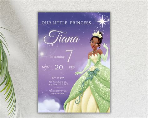 Princess Tiana Birthday Invitations Disney Princess Birthday Party