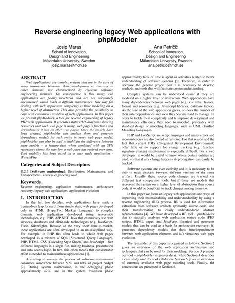 pdf reverse engineering legacy web applications with phpmodeler