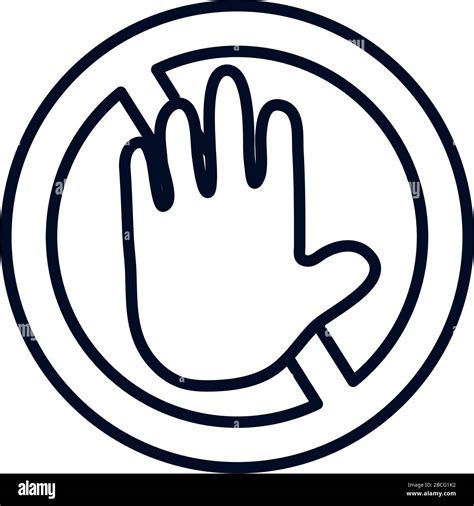 Stop Covid19 Concept Forbidden Sign With Stop Hand Icon Over White