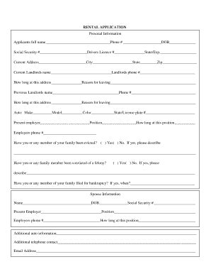 Fillable Online RENTAL APPLICATION Shore Properties RI Fax Email