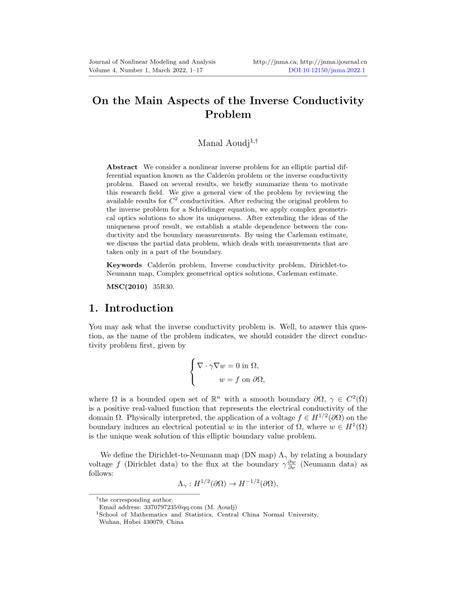 pdf on the main aspects of the inverse conductivity problem