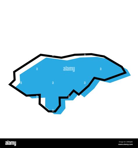 Honduras Country Simplified Map Blue Silhouette With Thick Black