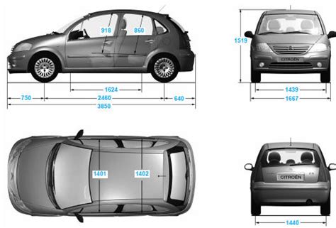 Revue technique automobile Citroën C3 Caracteristiques dimensionnelles