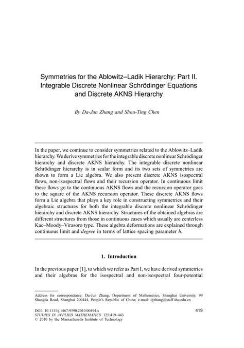 pdf symmetries for the ablowitz ladik hierarchy ii integrable discrete nonlinear schr