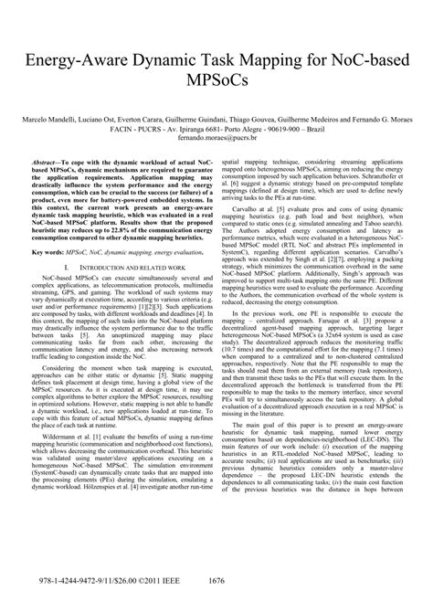 pdf energy aware dynamic task mapping for noc based mpsocs