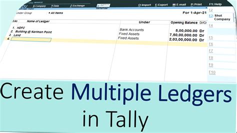 How To Create Multiple Ledgers In Tally Prime EduTaxTuber
