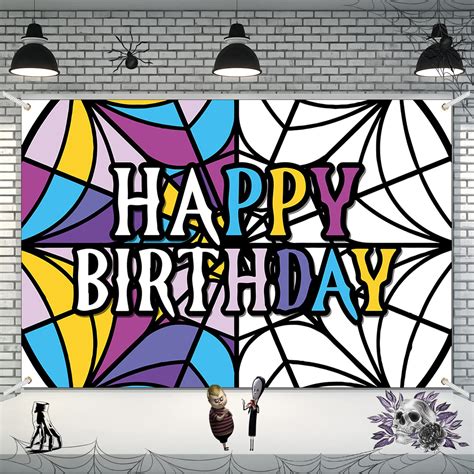 Buy Wednesday Addams Birthday Decorations Stained Happy Birthday