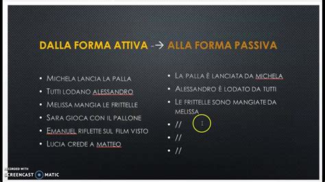 Forma Attiva E Passiva Dei Verbi Youtube