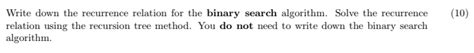 solved 10 write down the recurrence relation for the