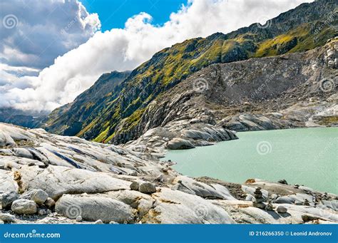 The Rhone Glacier The Source Of The Rhone At Furka Pass In Switzerland