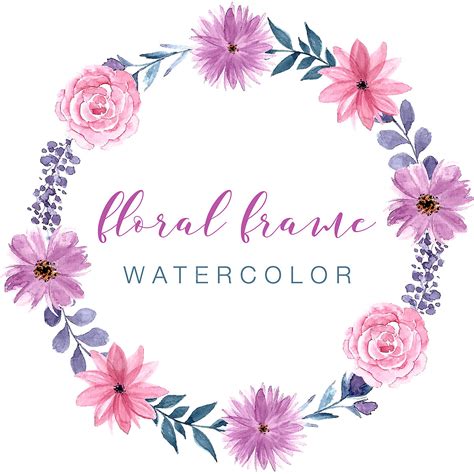 Plantilla De Círculo De Flores Florales Acuarela PNG dibujos Flores
