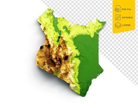 Mapa De Kenia Con Relieve Sombreado Altura En Color Mapa En Fondo