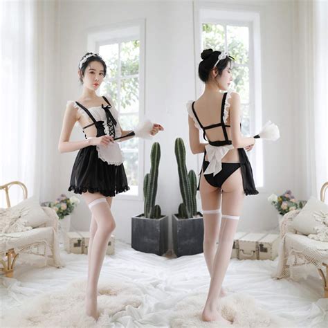 Buy YouQDOLL Woman Sexy Uniform Maid Outfit Sexy See Through Underwear