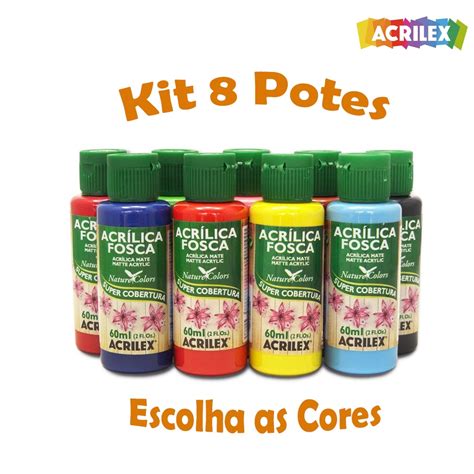 Tinta Acrílica Fosca 60ml Acrilex Kit 8 Potes Escolha as Cores No