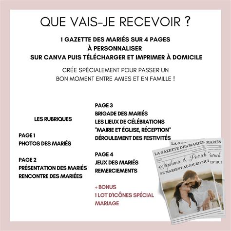 Gazette Des Mari S Diy Mod Le Personnalisable Imprimer Pour Un