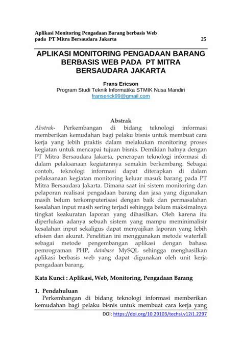 PDF APLIKASI MONITORING PENGADAAN BARANG BERBASIS DOKUMEN TIPS