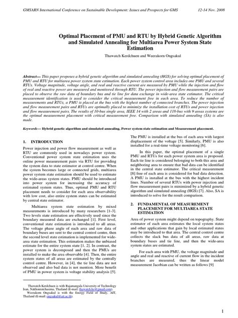 optimal placement of pmu and rtu by hybrid genetic algorithm and simulated annealing for