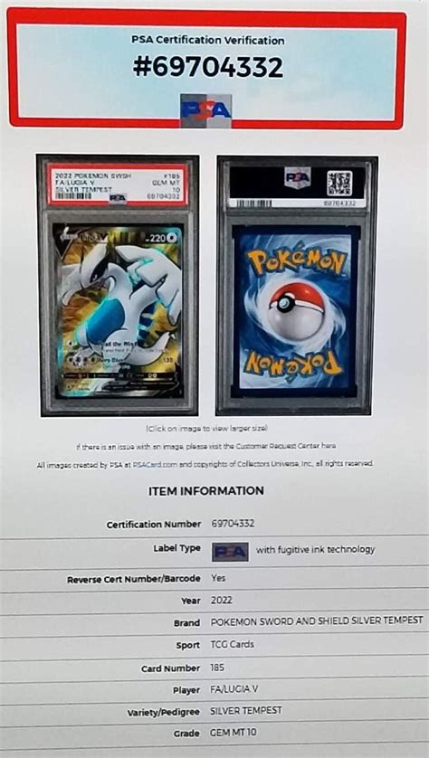 2022 Pokemon Silver Tempest Full Art Lugia V 185 PSA 10 Gem Mint Etsy