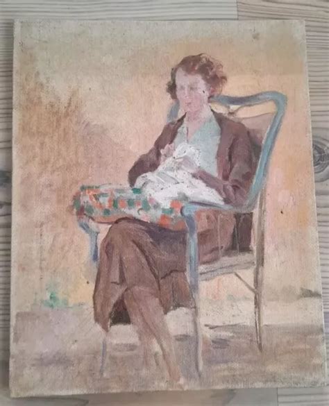 ANCIEN PEINTURE ODETTE DURAND DETT old painting déco vintage huile