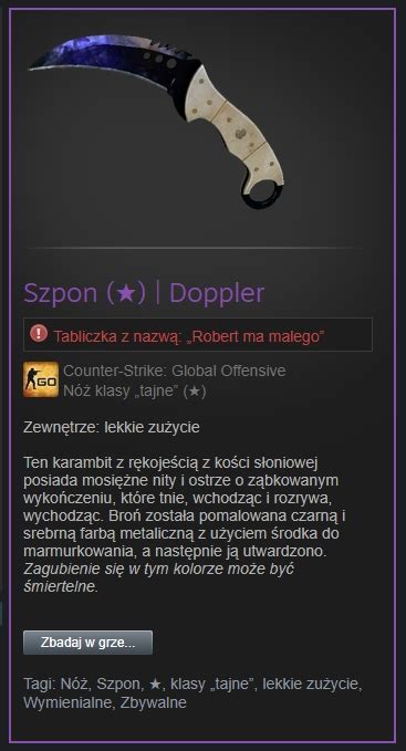 Kosa cs go Talon Knife Doppler Stan 4200 zł Sklepy Opinie Ceny w