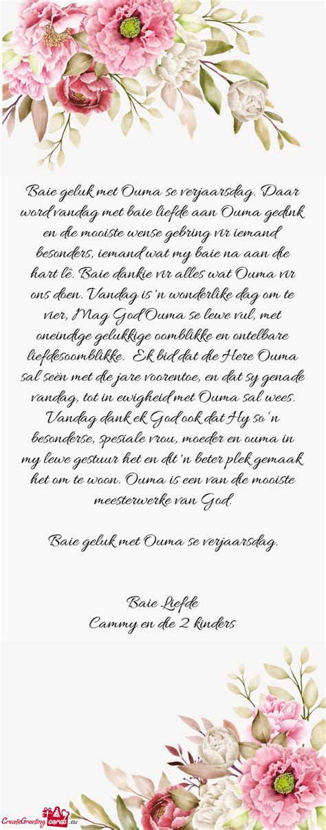 Baie Geluk Met Ouma Se Verjaarsdag Daar Word Vandag Met Baie Liefde