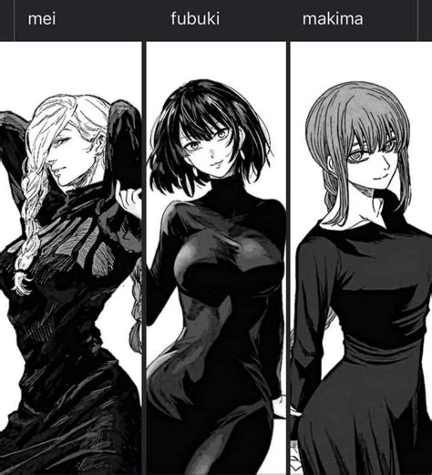 Mei Fubuki and Makima Ilustración en blanco y negro Arte madi Arte