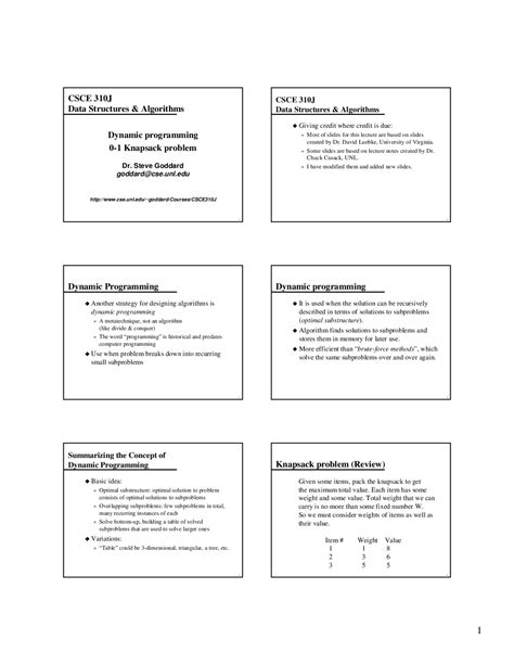 data structures and algorithms in dynamic programming csce 310 docsity