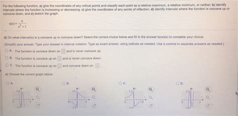 Solved For The Following Function A Give The Coordinates Chegg