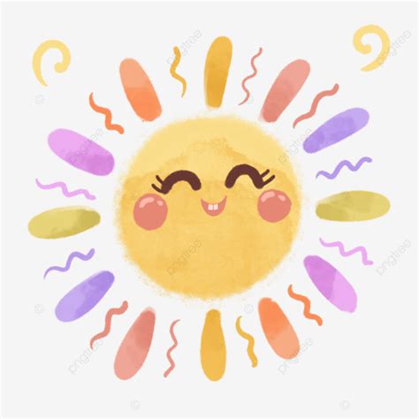 Cute Sun Hand Draw Pencil Color Style Aesthetic Doodle Sun Drawing