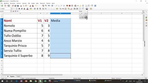 Libre Office Calc Fogli Di Calcolo Creare Una Tabella Voti Con Media