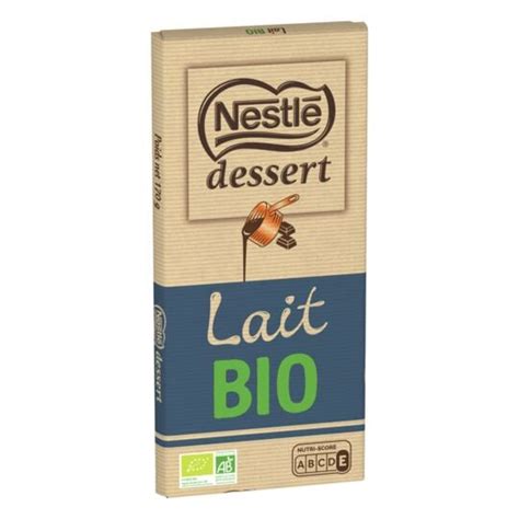Tablette de chocolat au lait bio NESTLE DESSERT la tablette de 170g à