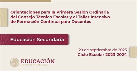 Primera Sesión Ordinaria 2023 2024 Subsecretaría de Educación Básica
