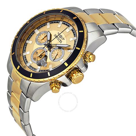 Invicta Pro Diver Chronograph Gold Dial Two Tone Men S Watch 12456