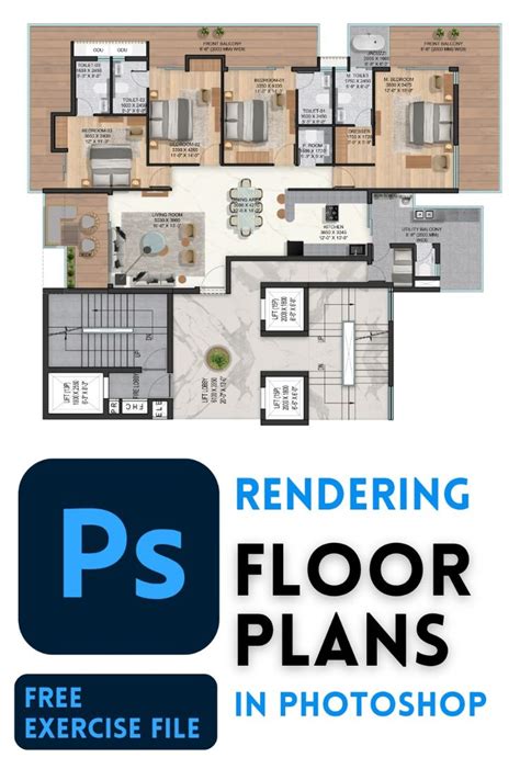 How To Render A Floor Plan In Photoshop Easy Photoshop Tutorial For