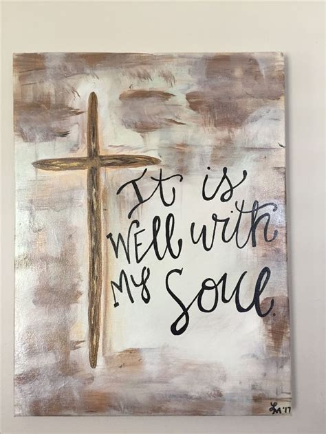 A Painting With A Cross On It That Says It Is Well With My Soul