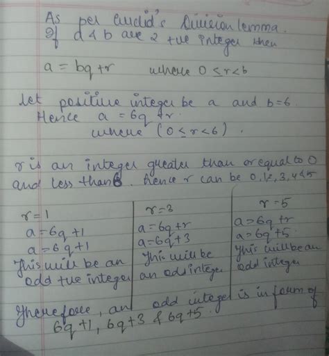 show that any positive odd integer is of the form 6q 1 or 6q 3 or 6q 5 where q is some
