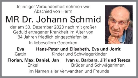 Traueranzeigen Von Johann Schmid Wirtrauern At