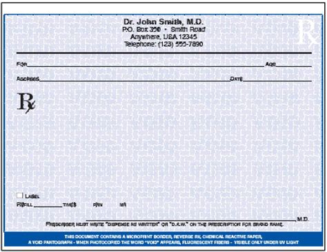 Editable Printable Prescription Pad Template