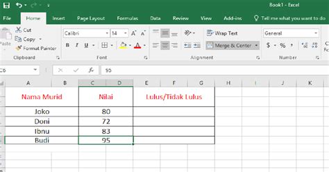 tutorial menggunakan fungsi logika ms excel ~ tutorial sederhana