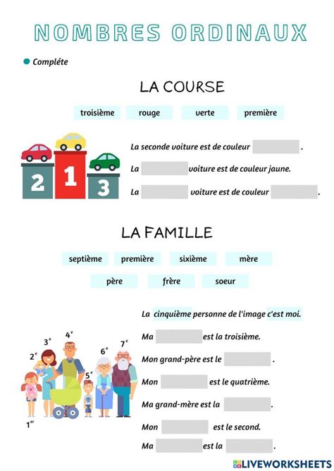 Les Nombres Ordinaux Interactive Worksheet Interactive Worksheets