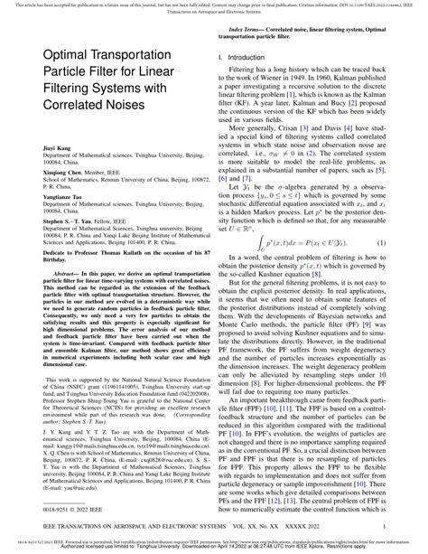 pdf optimal transportation particle filter for linear filtering systems with correlated noises