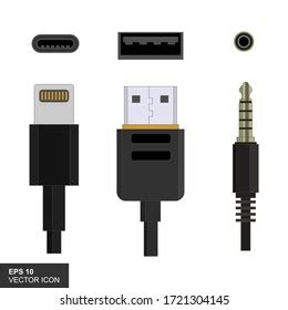 Realistic Usb Types Smartphone Ports Cables Stock Vector Royalty Free