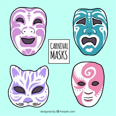 Pack de máscaras dibujadas a mano Vector Gratis