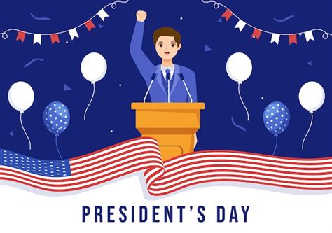 Feliz día de los presidentes con estrellas y bandera de estados unidos