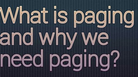What Is Paging In Operating System With Example Paging YouTube