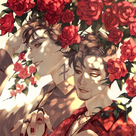 Two People With Flowers In Their Hair And One Is Holding His Hand Up To