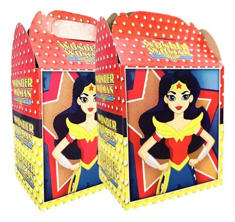 50 Cajas Dulceros Mujer Maravilla Fiesta Carton Aguinaldos MercadoLibre