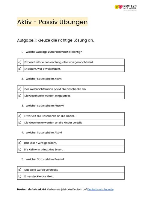 Aktiv Passiv Bungen Mit L Sungen A B Pdf